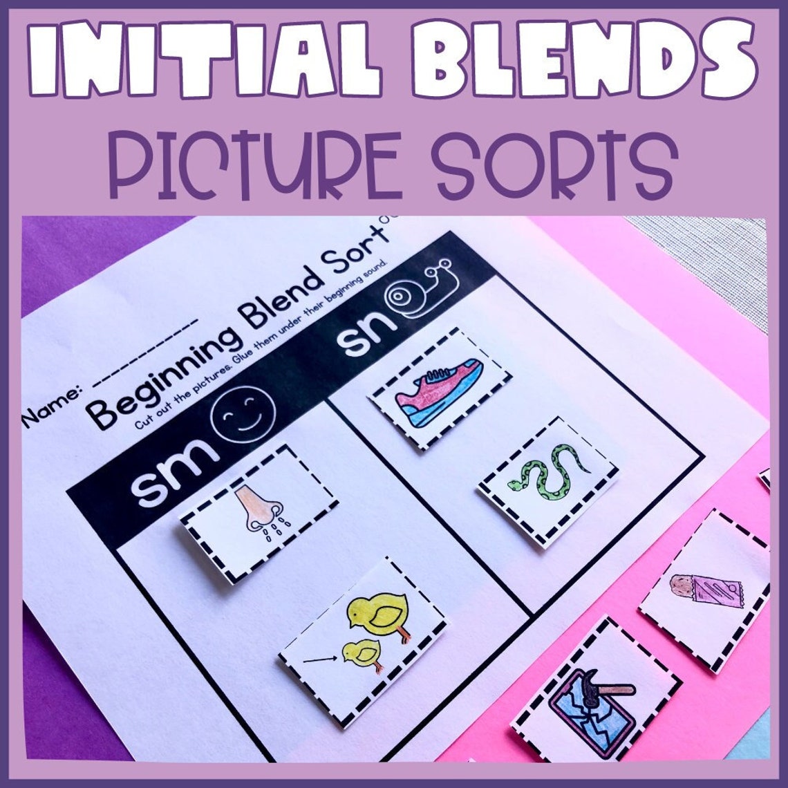Initial Blend Picture Sort, Beginning Blends Picture Sort, Phonemic ...