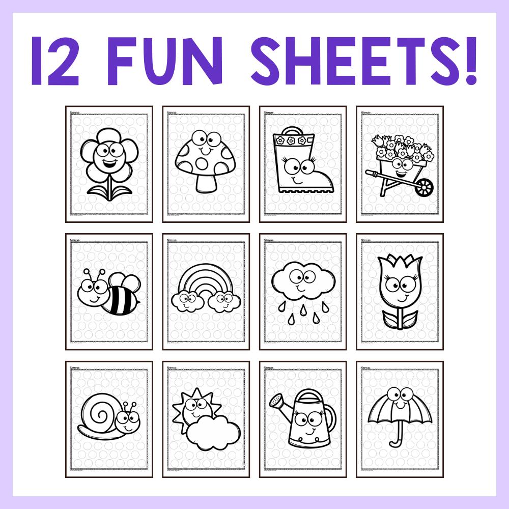 Spring Dot Pages - Spring Dot Sheets - April Dot Worksheets for Dot ...