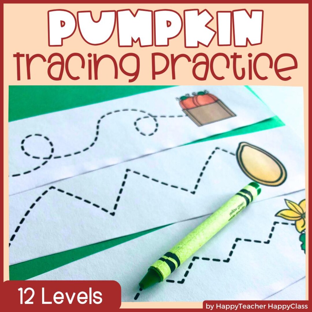 Pumpkin Tracing Practice Cards for Preschool Handwriting Center Pre-k ...