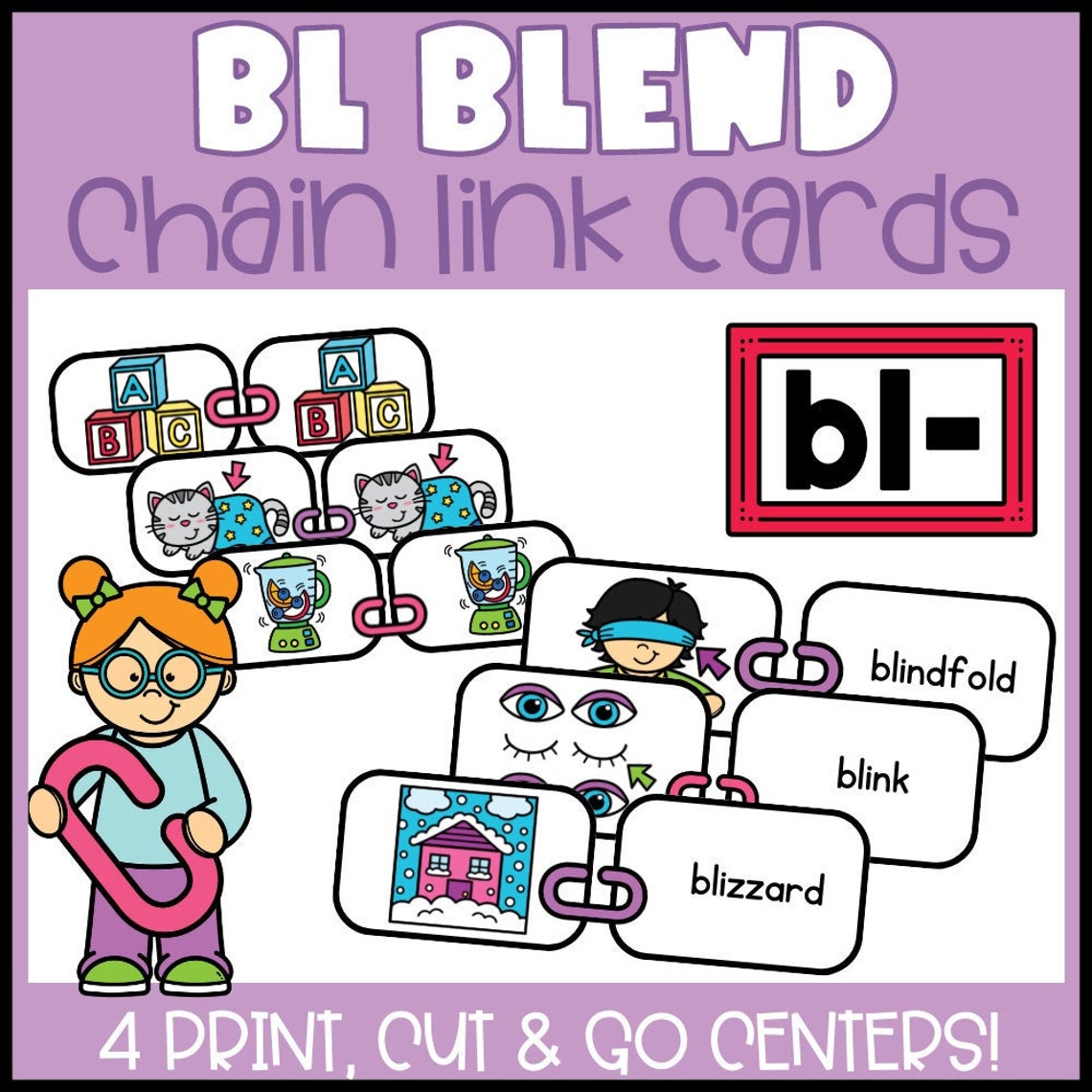 BL Blend Chain Link Cards, Spelling Activity With Fine Motor Skills - Etsy