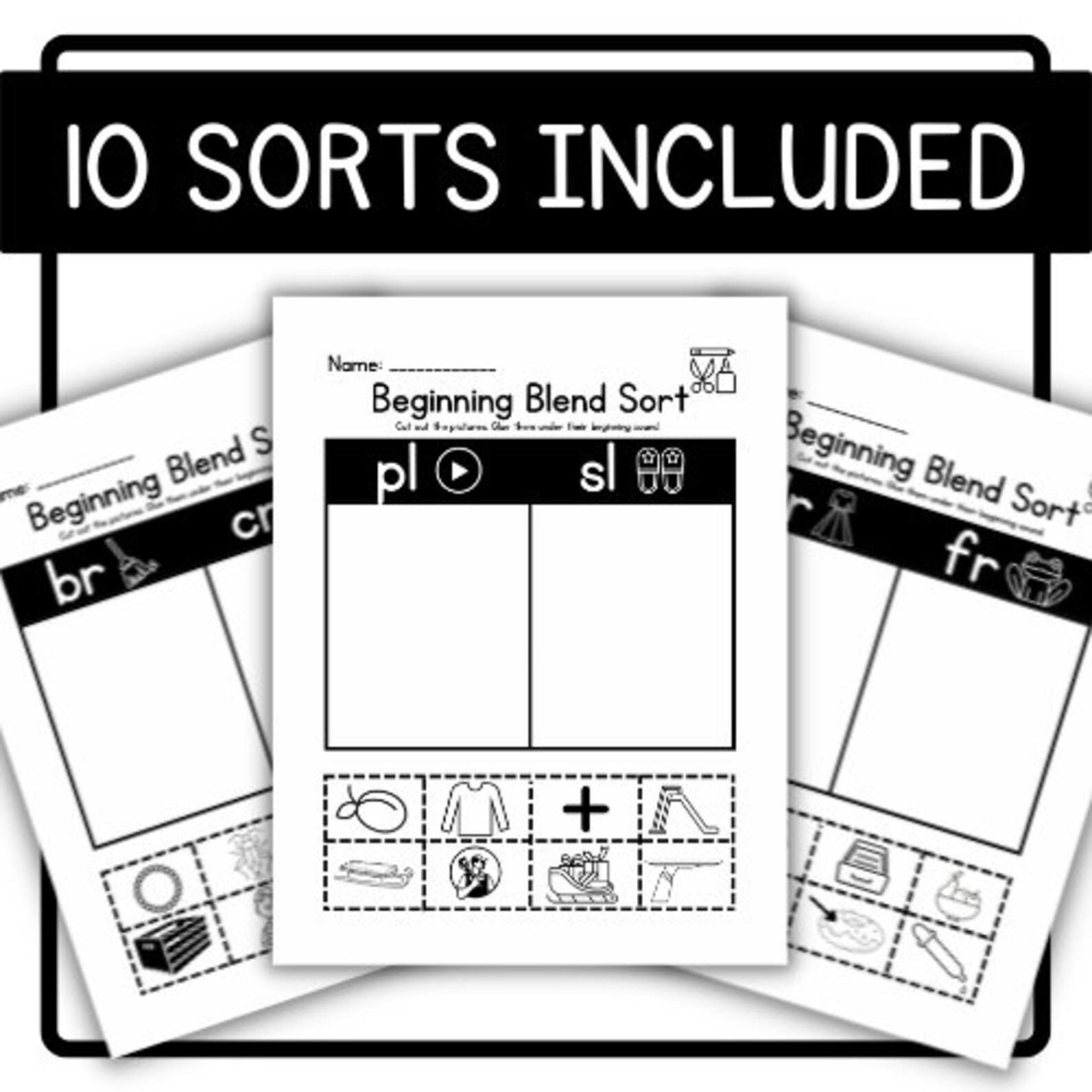 Initial Blend Picture Sort, Beginning Blends Picture Sort, Phonemic ...