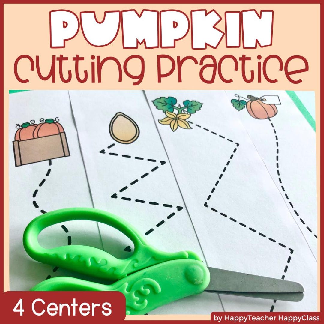 Pumpkin Cutting Practice for Scissor Skills in Preschool Cutting Center ...