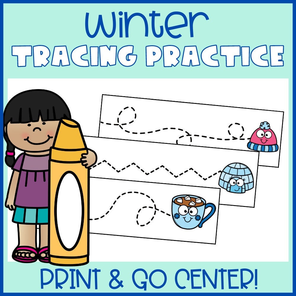 Winter Tracing Practice Cards - Winter Fine Motor Skills - Etsy