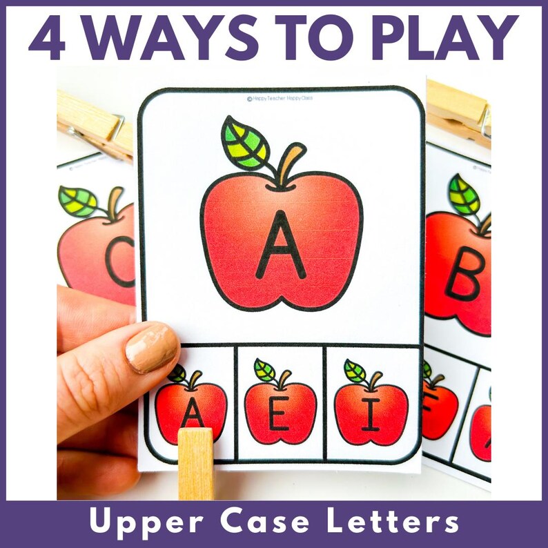 Apple Clip Cards for Kindergarten Fall Letter Centers & Counting ...