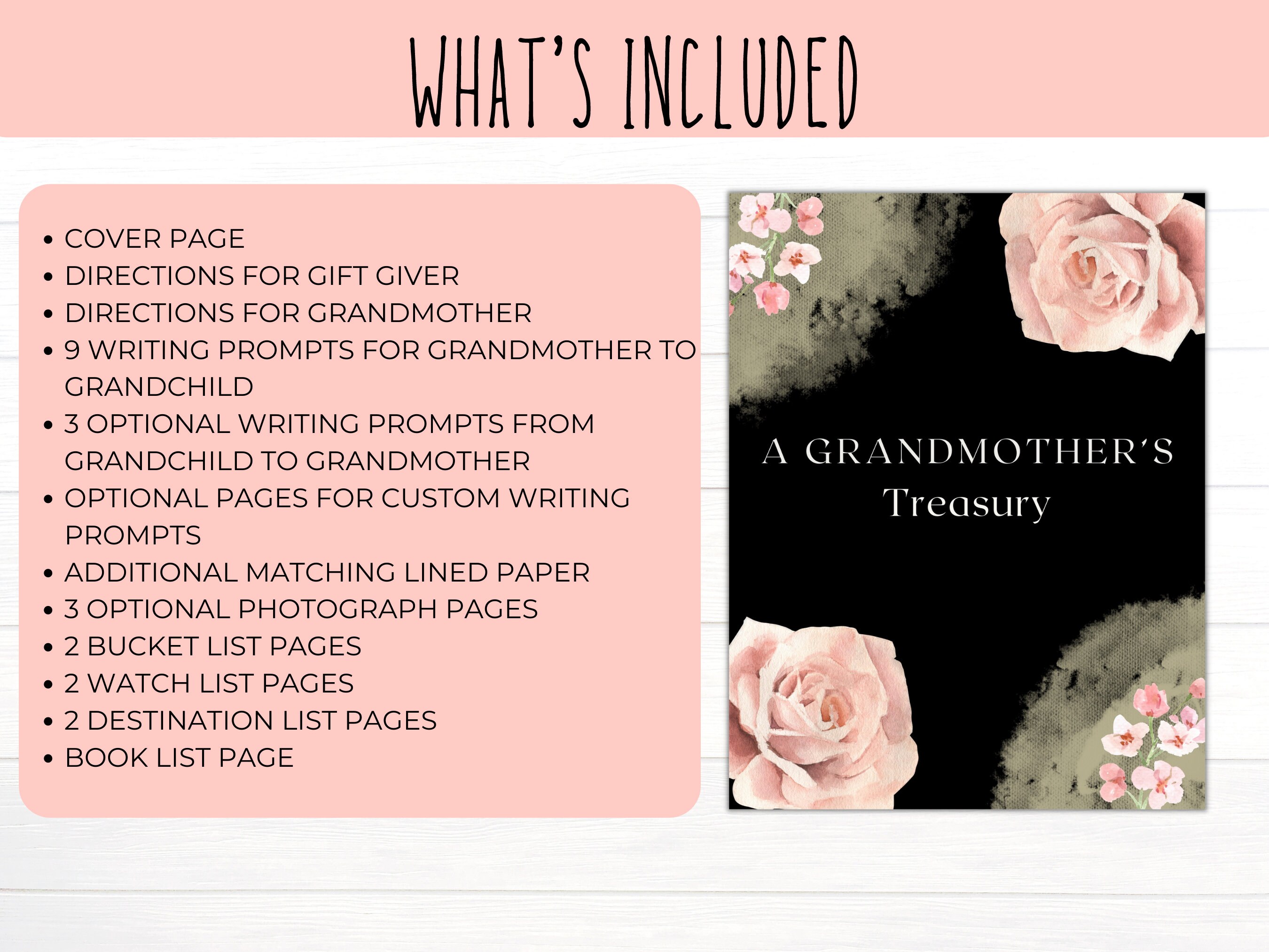 Printable Grandmother Memory Book, Grandmother Gift, Grandma Gift, Last ...