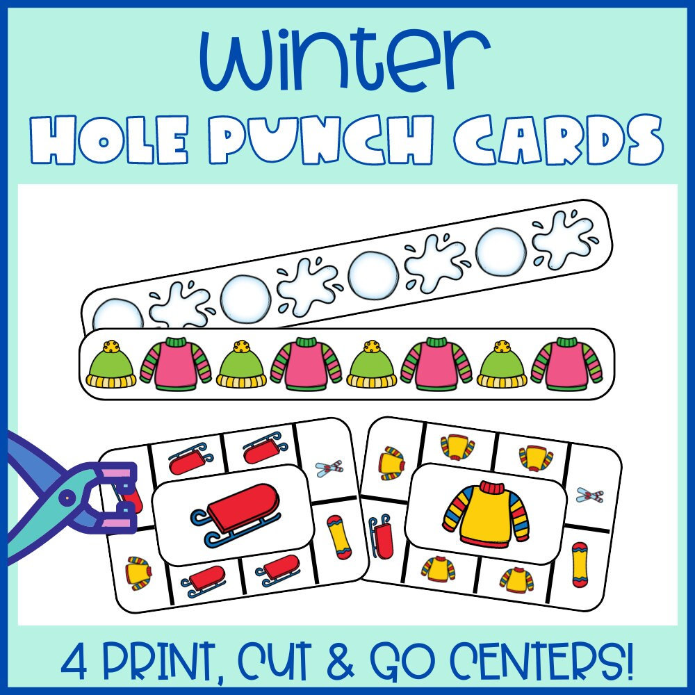 Winter Fine Motor Hole Punch Cards: Alphabet & Counting Practice - Etsy
