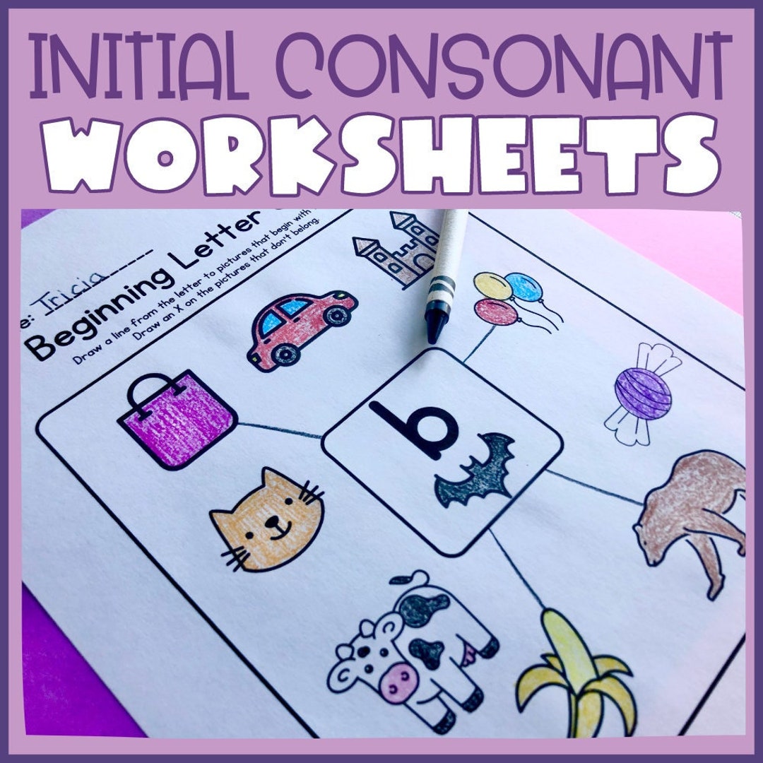Initial Consonant Letter Sound Practice, Phonemic Awareness Worksheets ...