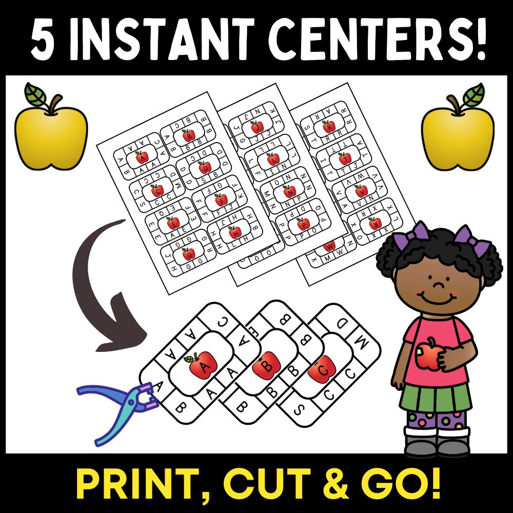 Fine Motor Hole Punch Cards With Apple Theme Center - Etsy
