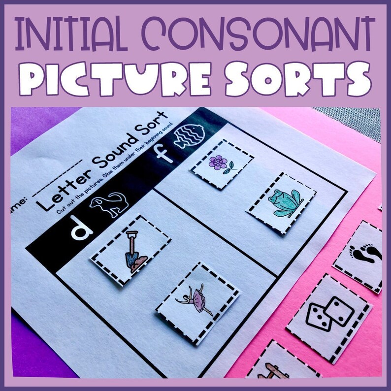 Initial Consonant Letter Sound Sort, Phonemic Awareness, Picture Sort ...