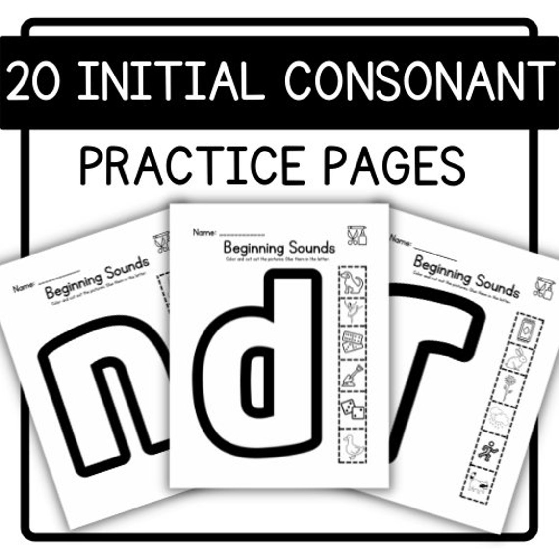 Initial Consonant Letter Sound Cut and Paste Activity, Phonemic ...