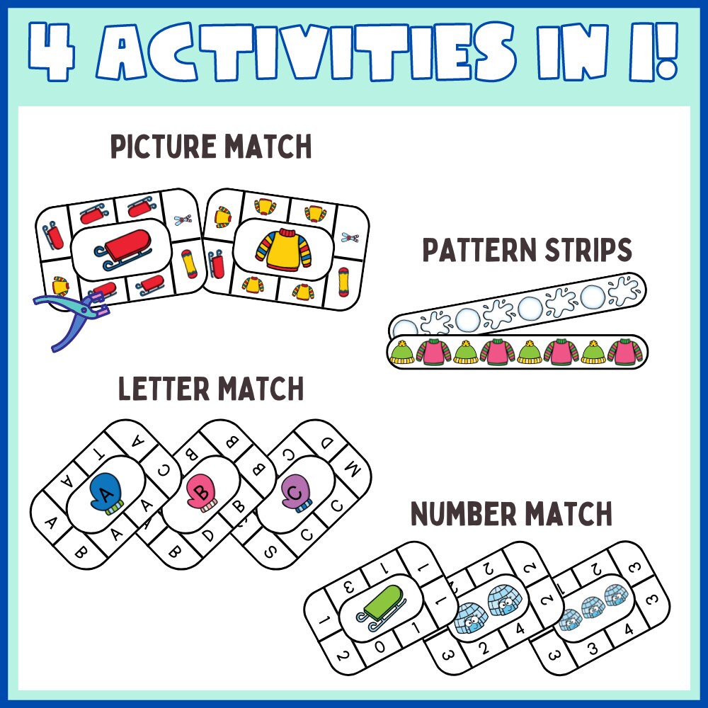 Winter Fine Motor Hole Punch Cards: Alphabet & Counting Practice - Etsy