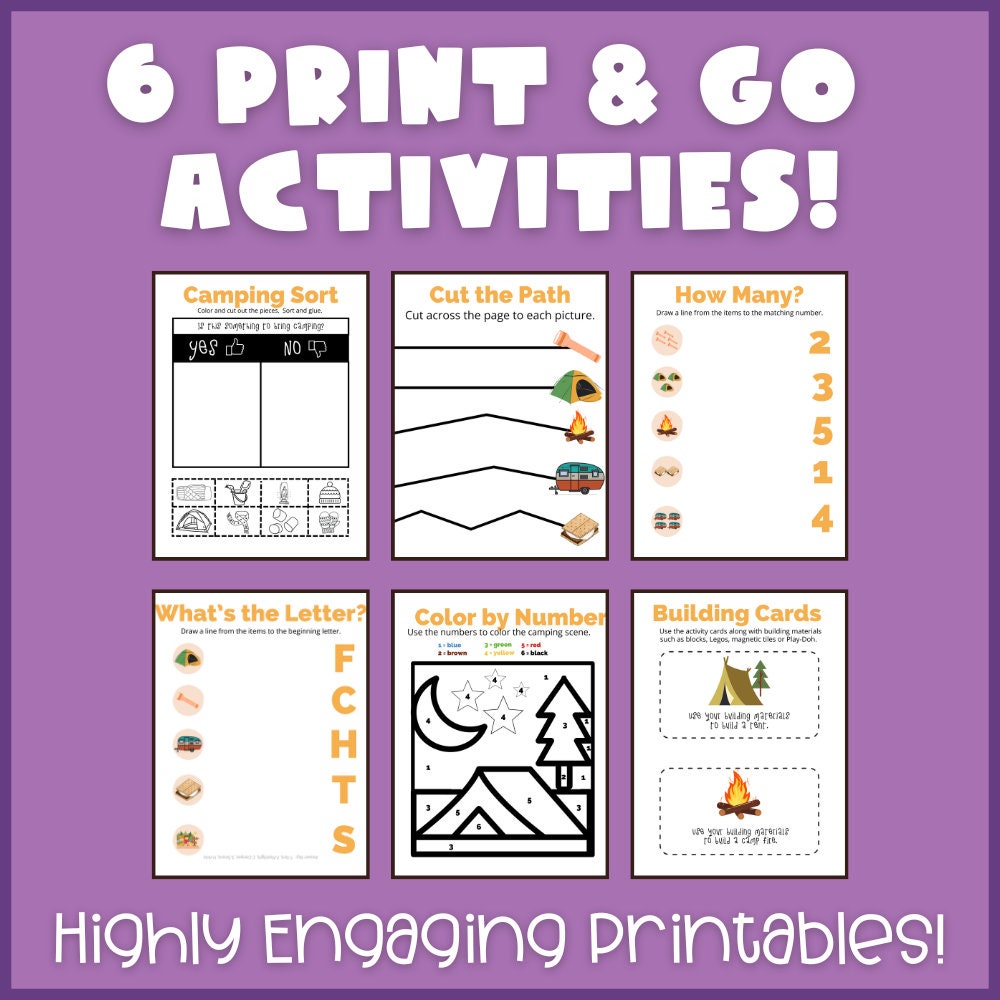 Camping Preschool Bundle, Printable Worksheets, Preschool Activities ...