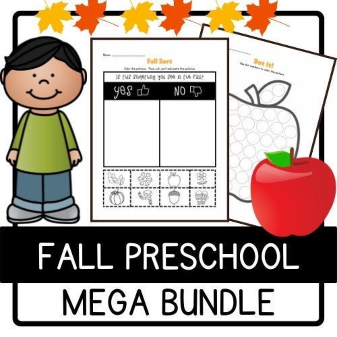 Fall Preschool Bundle, Printable Worksheets, Preschool Activities ...
