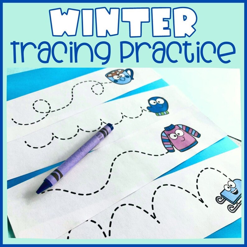 Winter Tracing Practice Cards - Winter Fine Motor Skills - Etsy