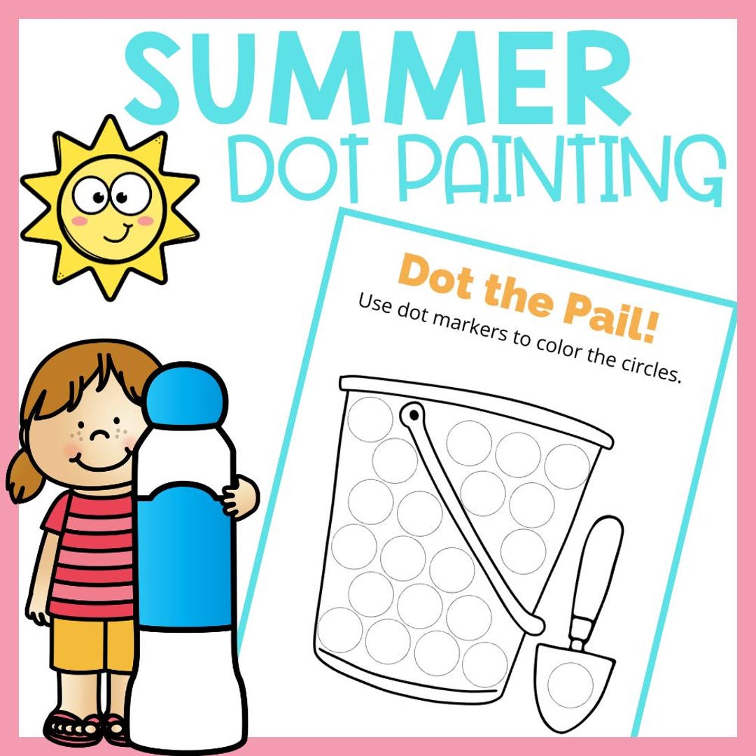 Summer Dot Pages - Beach Dot Art - Summer Dot Marker Sheets - Beach Dot ...