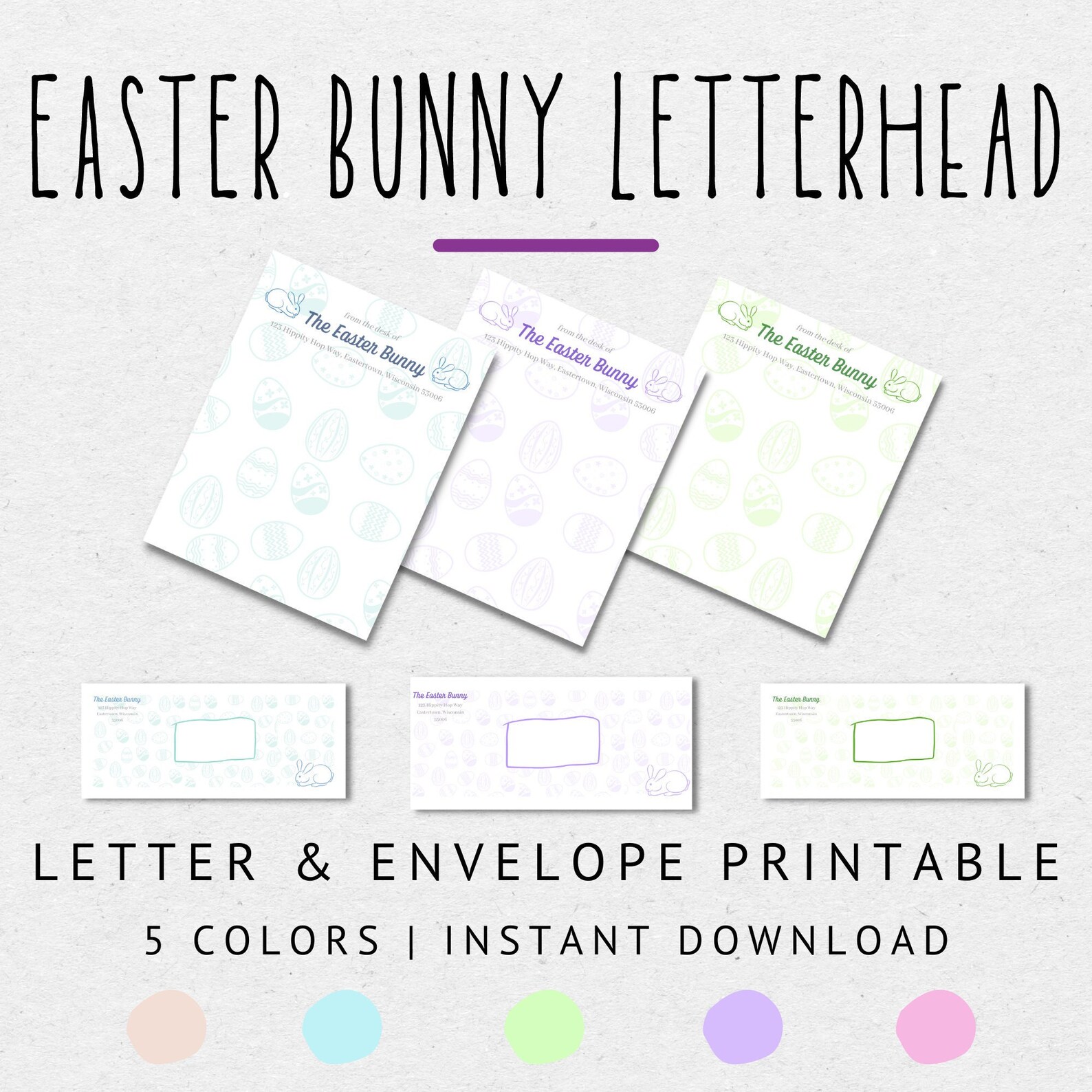 Easter Bunny Letterhead Stationery With Envelopes, Official From the ...