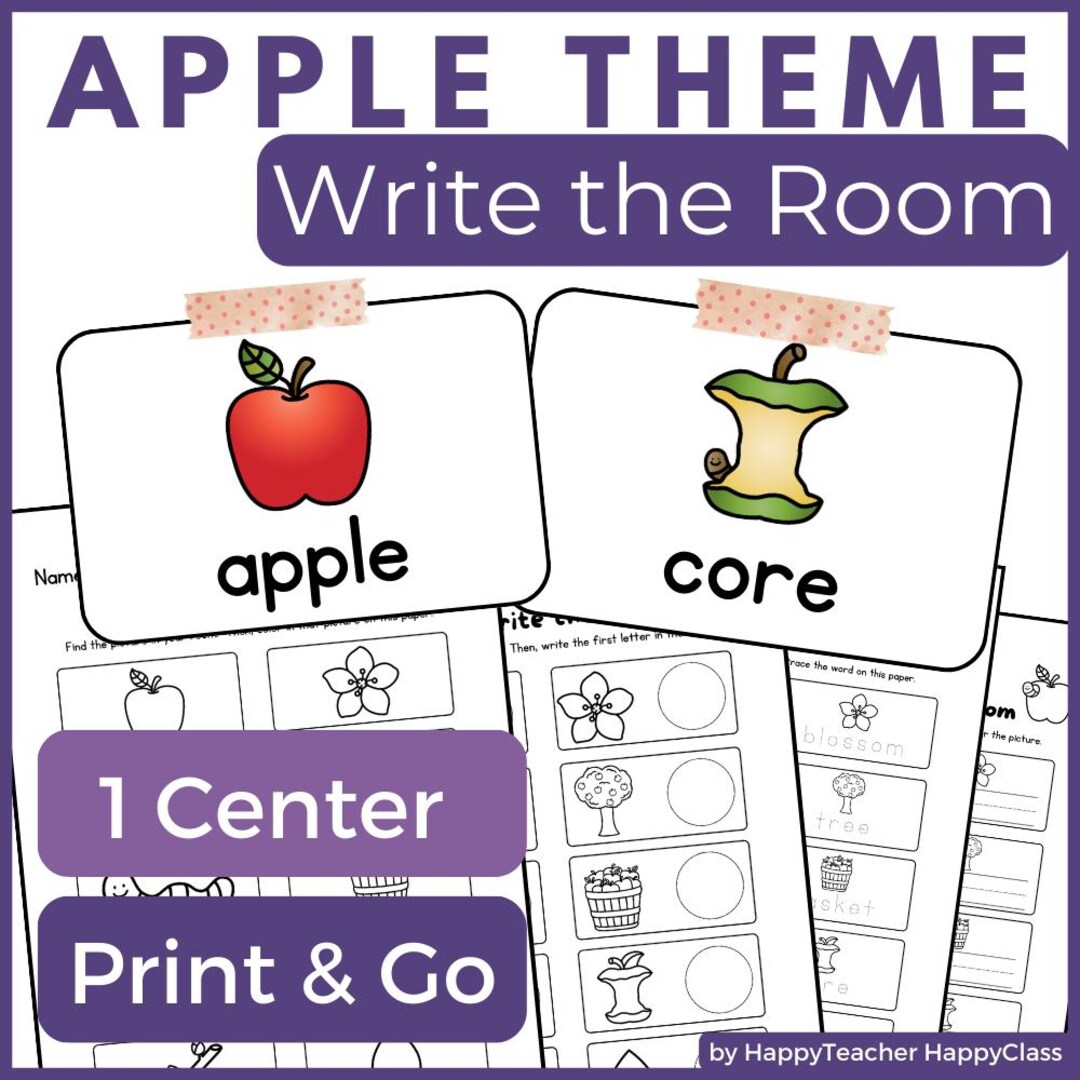 Apple Write the Room Activity for 1st Grade Apple Writing Center - Etsy