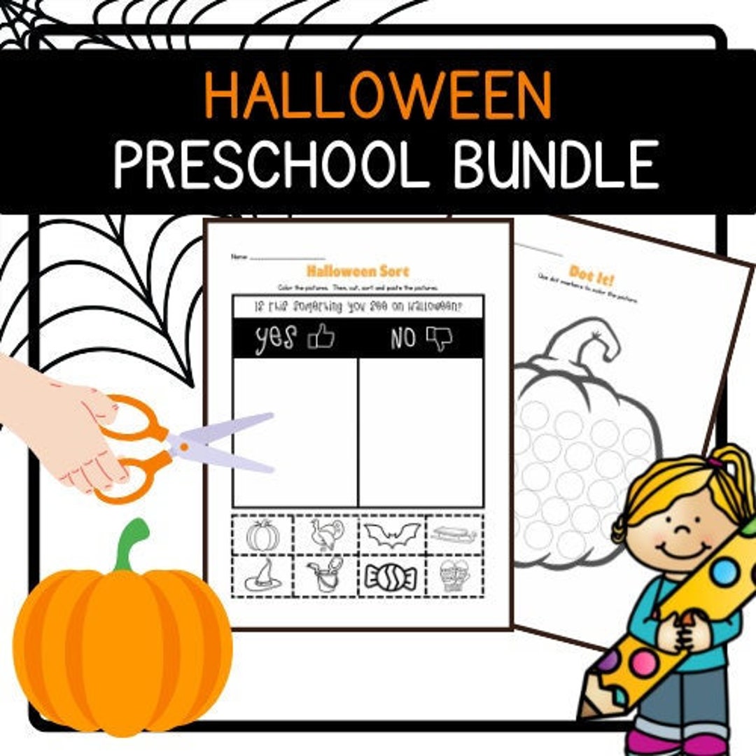 Halloween Preschool Bundle, Printable Worksheets, Preschool Activities ...