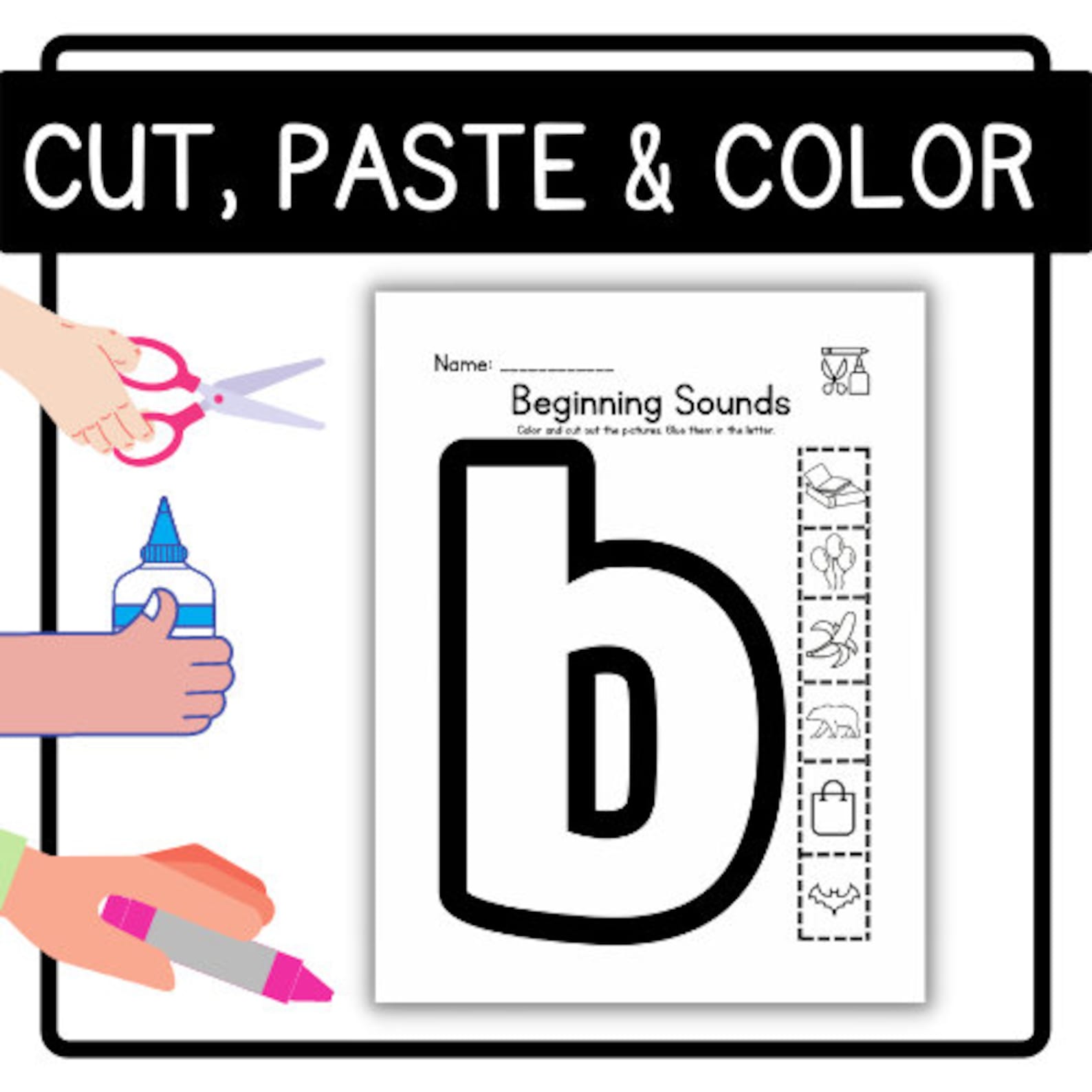 Initial Consonant Letter Sound Cut and Paste Activity, Phonemic ...