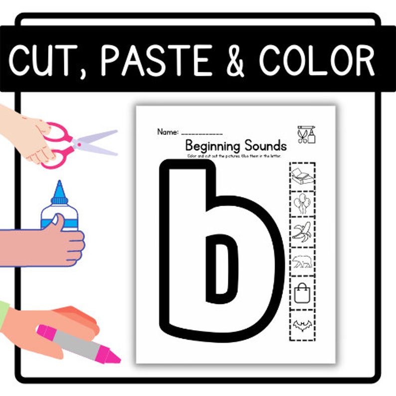 Initial Consonant Letter Sound Cut and Paste Activity, Phonemic ...
