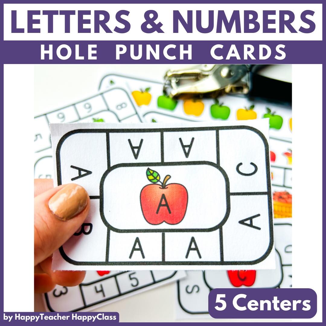Apple Hole Punch Center Activities for Kindergarten Fall Fine Motor ...