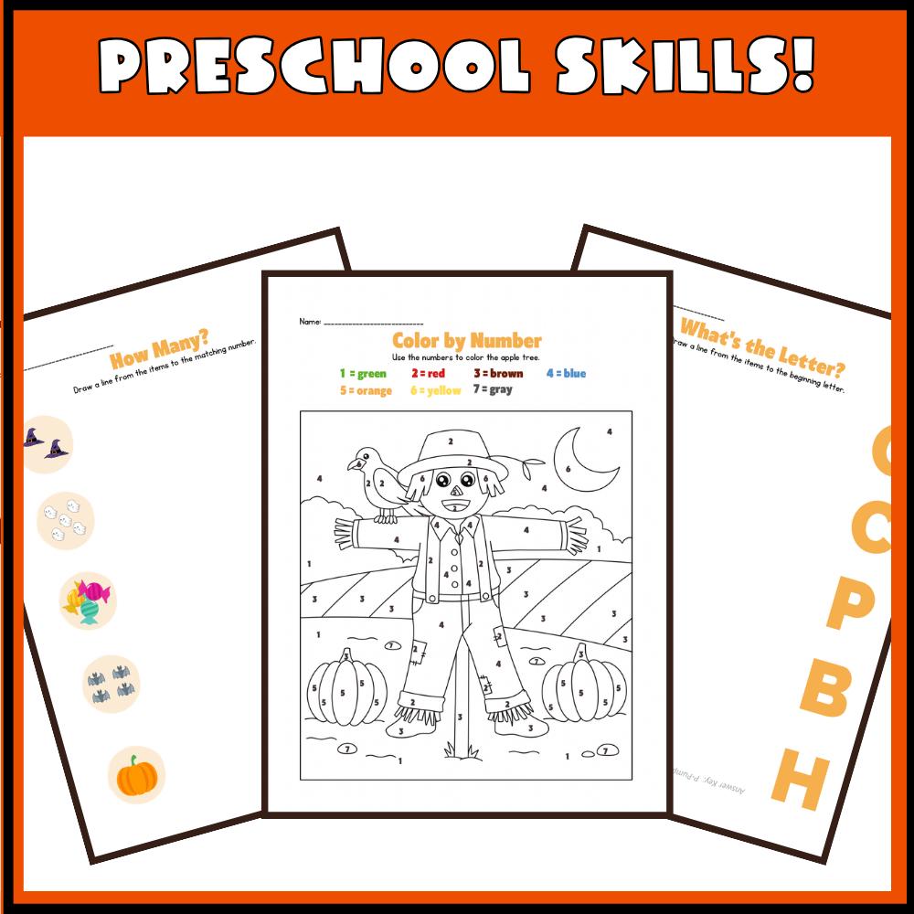 Halloween No Prep Preschool Activity Pack: Print and Go Worksheets Pre ...