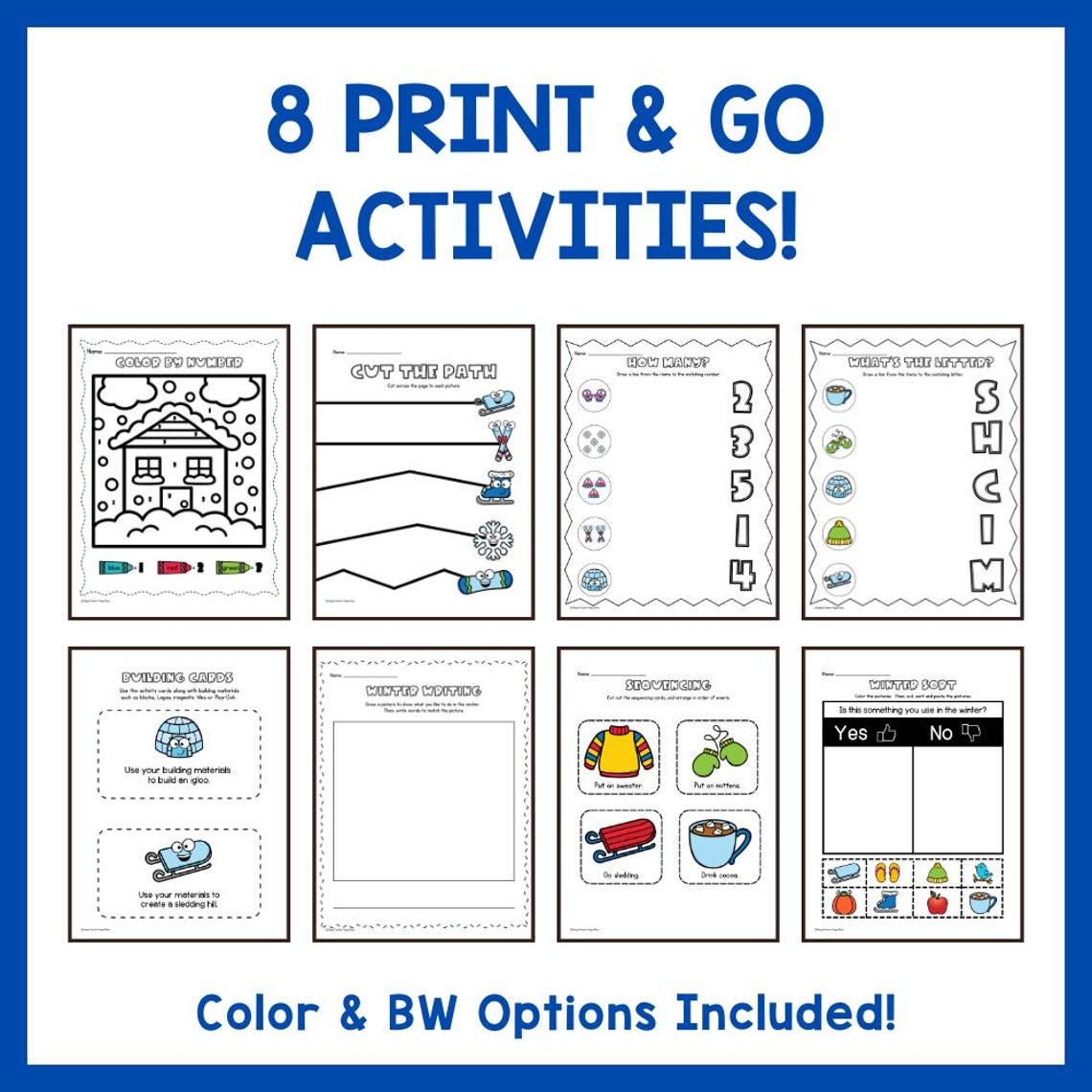 Winter Pre-k Morning Work - January Preschool Worksheets - No Prep Snow ...