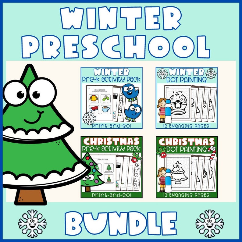 Winter Preschool Activity Bundle: No Prep Worksheets & Dot Marker Pages ...