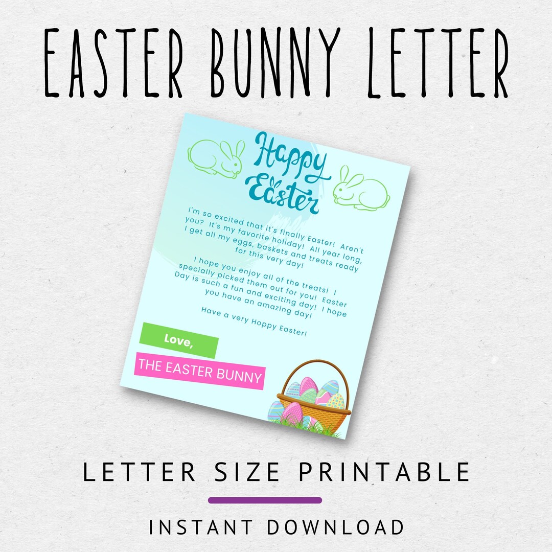 Easter Bunny Letter for Easter Basket, Easter Letter From Bunny, for ...