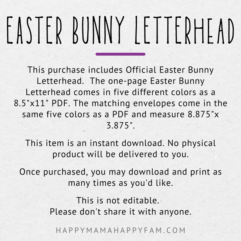 Official From the Desk of the Easter Bunny Letterhead Stationery With ...