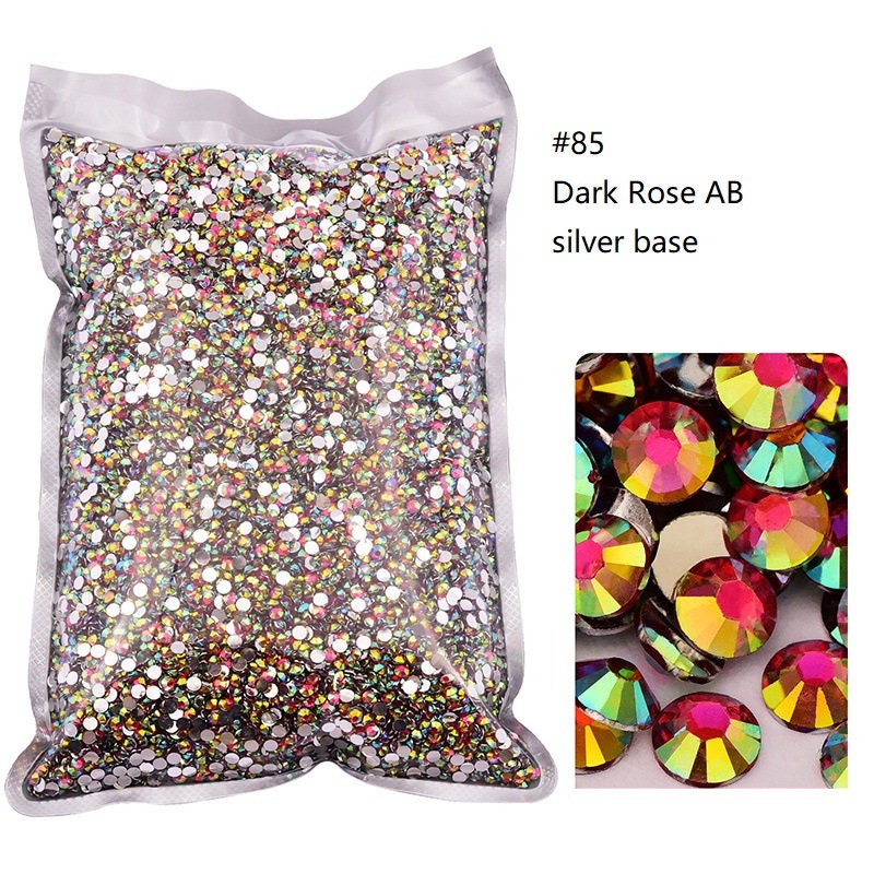 50000pcs Dark Rose AB Rhinestones Silver Base Iridescent Nonhot Fix ...