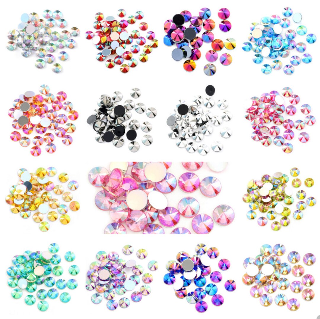 Round Flat Bottom Acrylic Rhinestone, Round Top AB Rhinestones, Bulk ...