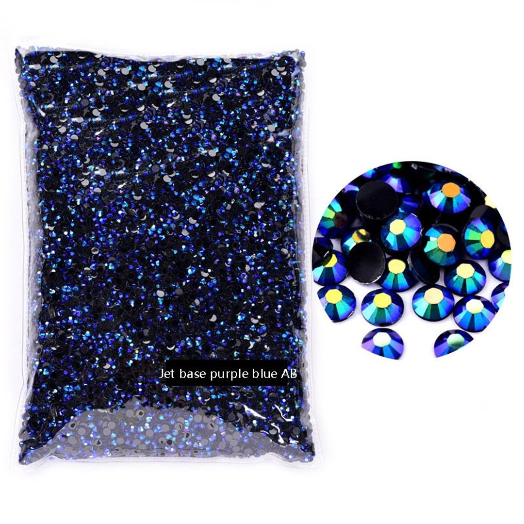 50000pcs Purple Blue AB Rhinestones Jet Black Base Iridescent Nonhot ...