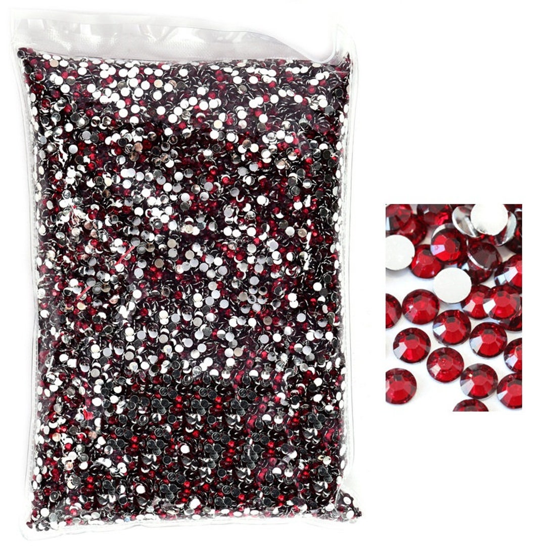 50000pcs Dark Siam Rhinestones Silver Base Iridescent Nonhot Fix Resin ...