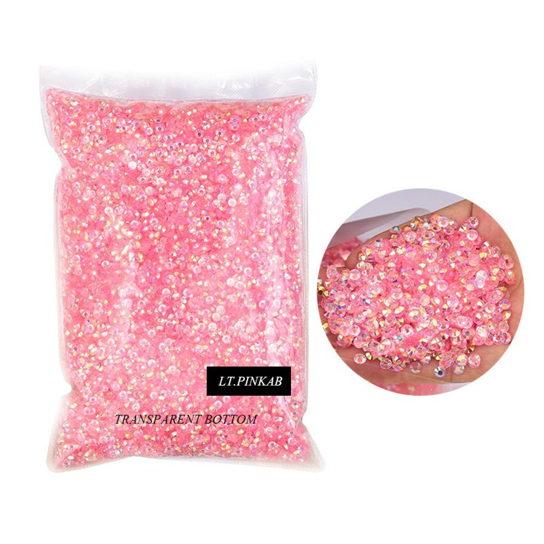 50000pcs Light Pink AB Rhinestones Transparent Base Iridescent Nonhot ...