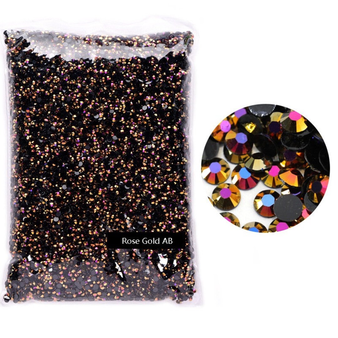 50000pcs Rose Gold AB Rhinestones Iridescent Nonhot Fix Resin Jelly ...