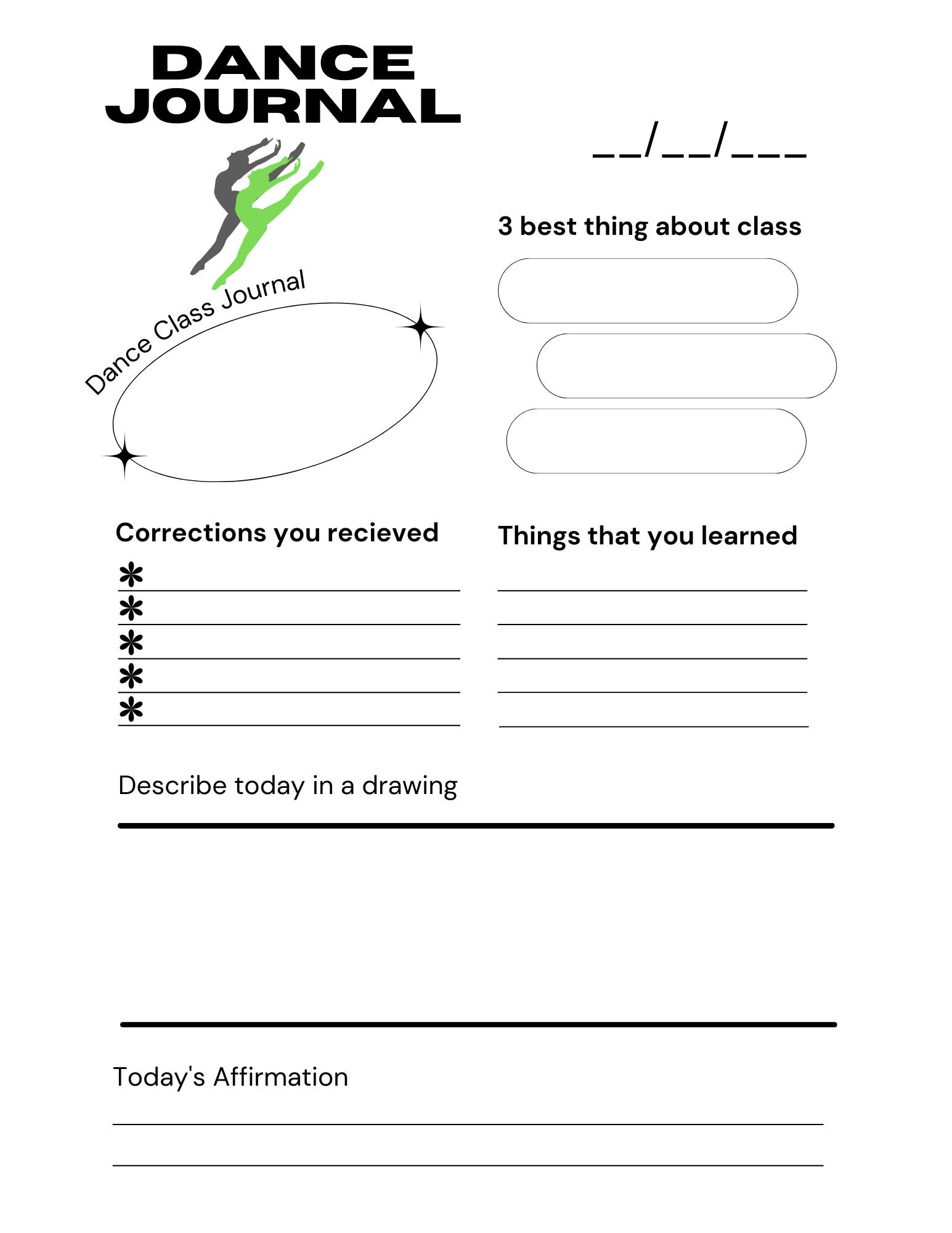 Dance Journal: Student Progress Tracker for Ballet, Hip Hop, Jazz - Etsy