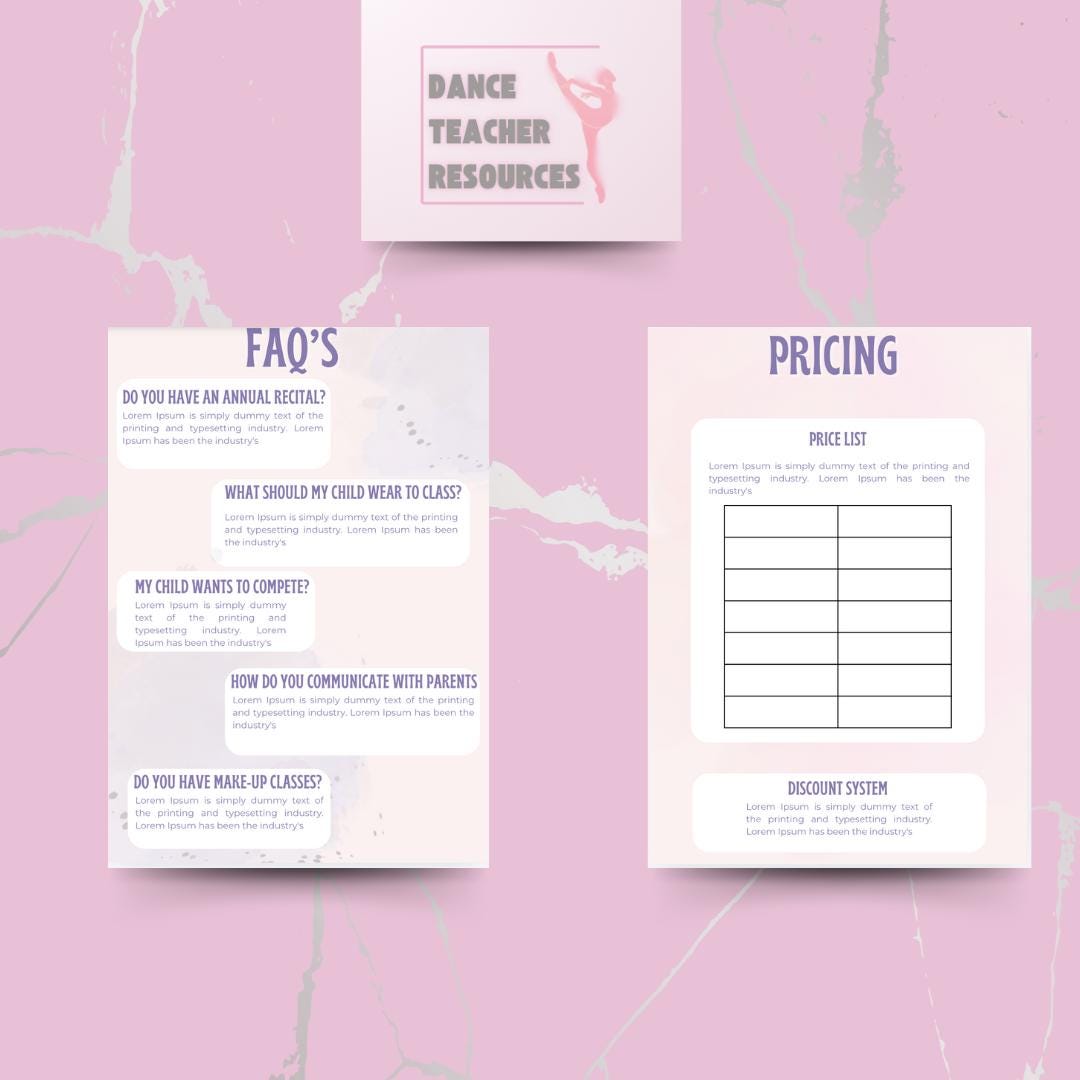 Dance Studio Parent Welcome Kit – Ready-to-use Booklet for New Family ...