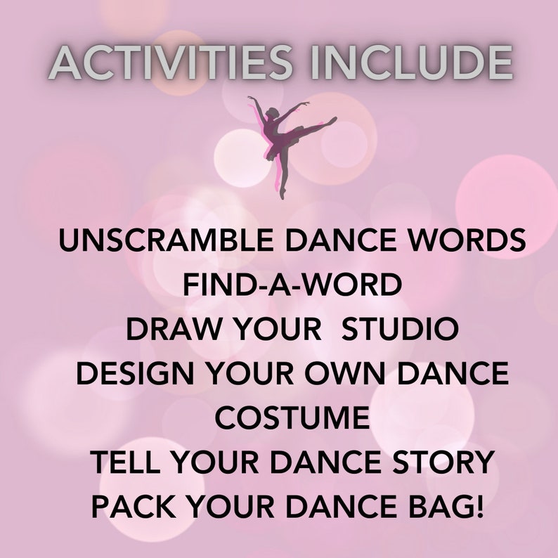 Dance Activity Workbook: Coloring Pages, Word Search - Etsy