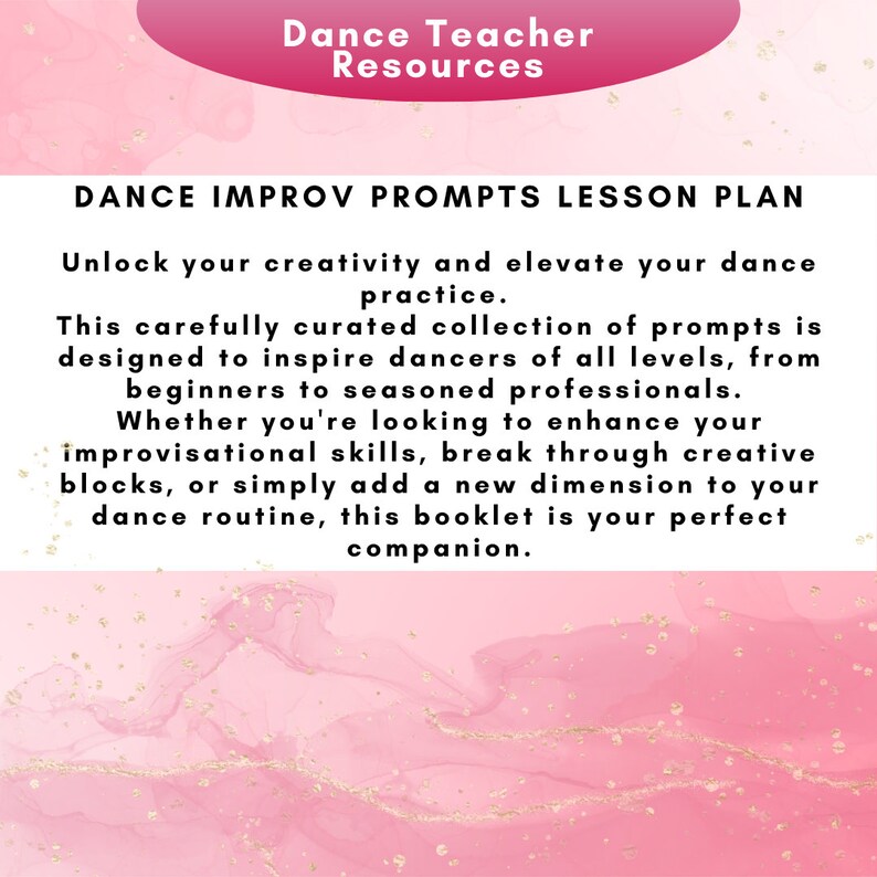 Dance Improvisation Lesson Plan: Prompts for Dance Teachers (instant ...