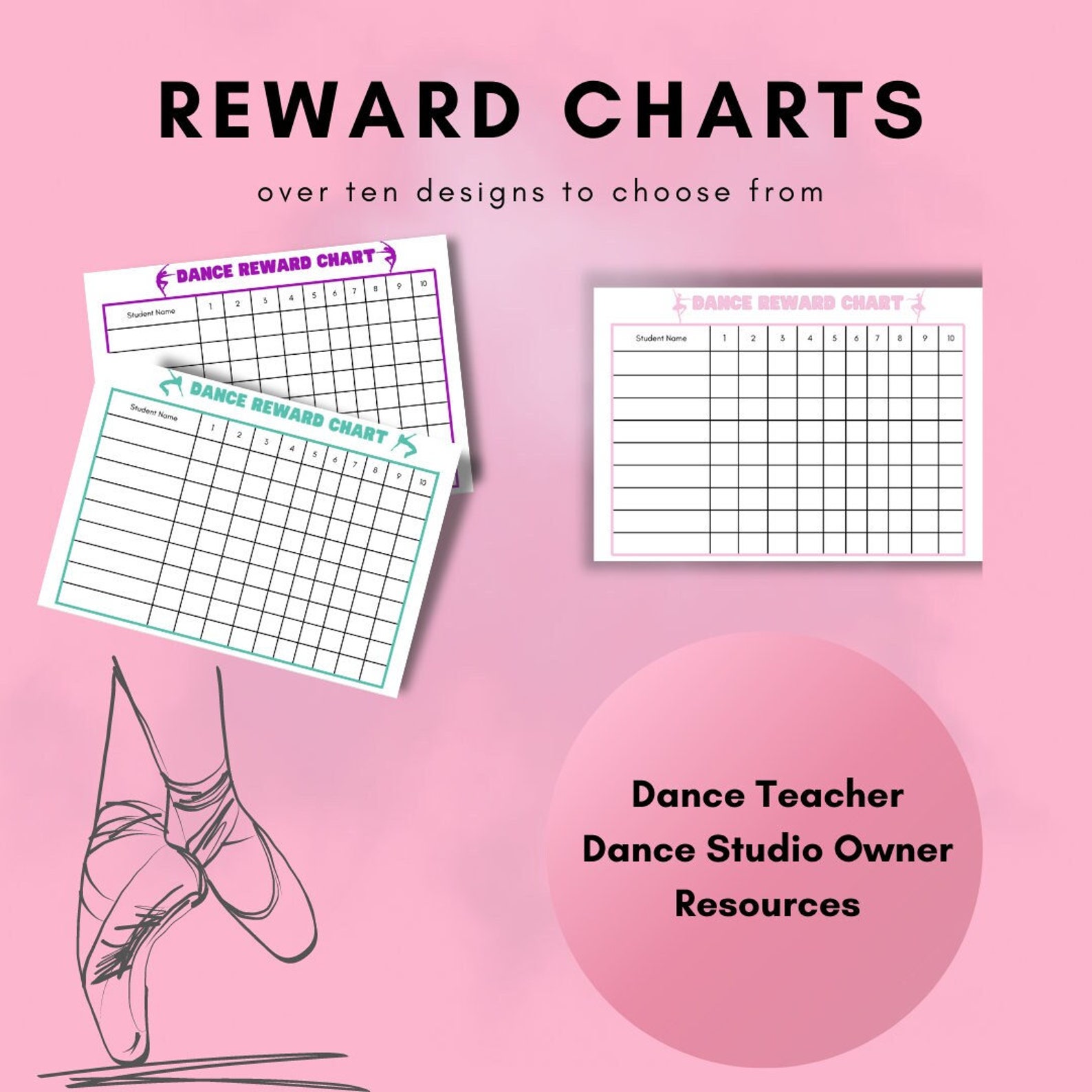 Dance Studio Reward Chart Sticker Chart for Dance Teachers and Studio ...