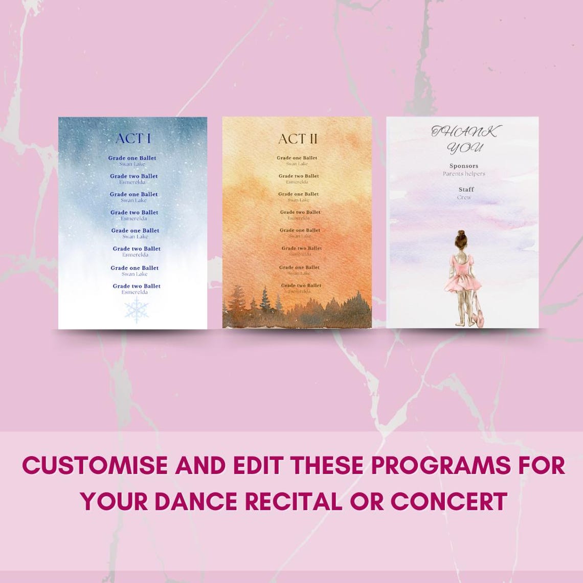 Dance Recital Program Template Bundle | Customizable & Printable PDF ...