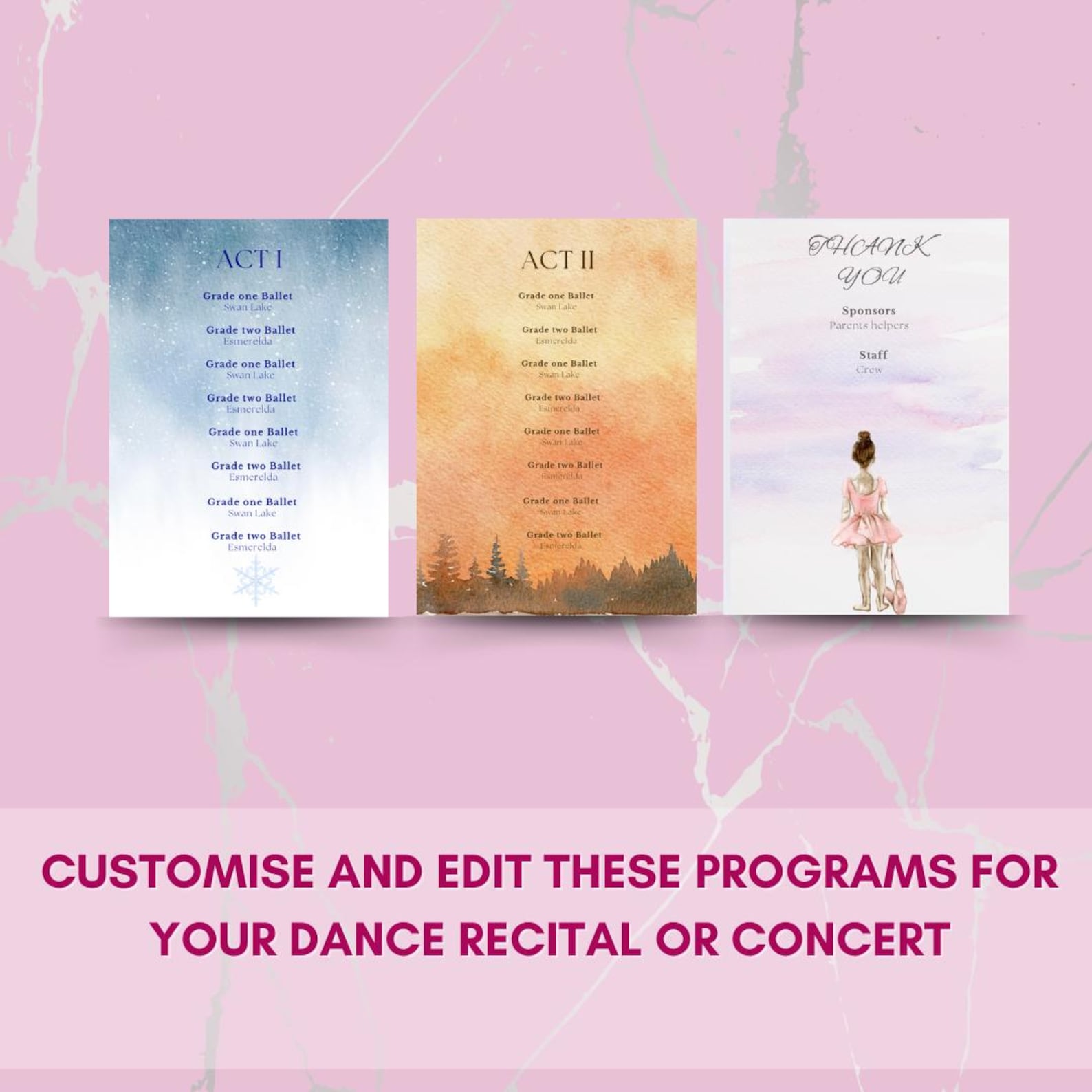 Dance Recital Program Template Bundle: Customizable PDF - Etsy