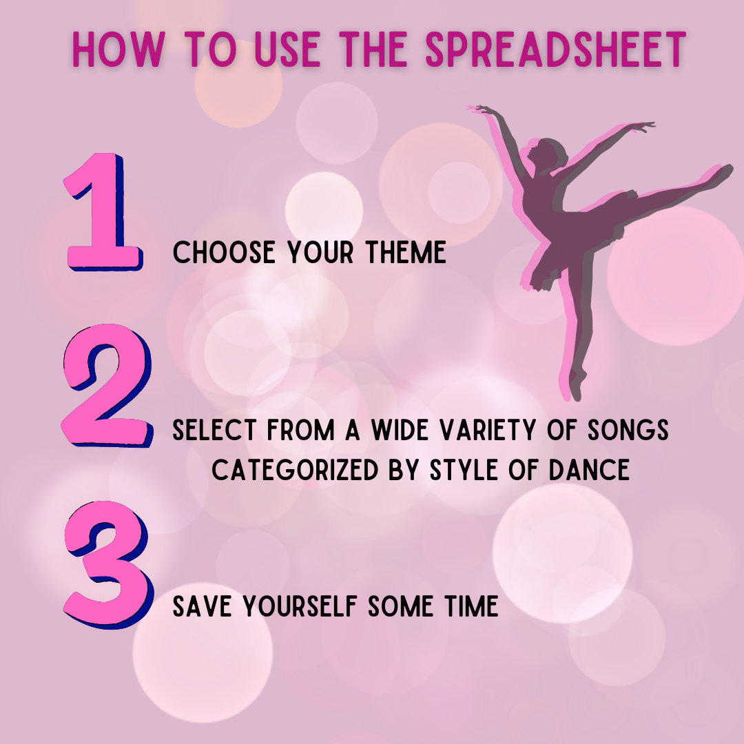Dance Teacher's Guide Recital Themes Song List Studio Owner Concert ...