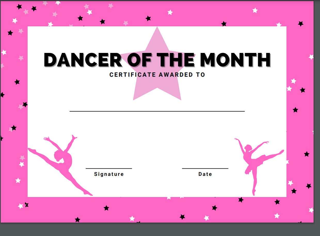 Editable Dance Studio Awards: Printable Certificate Templates (instant ...