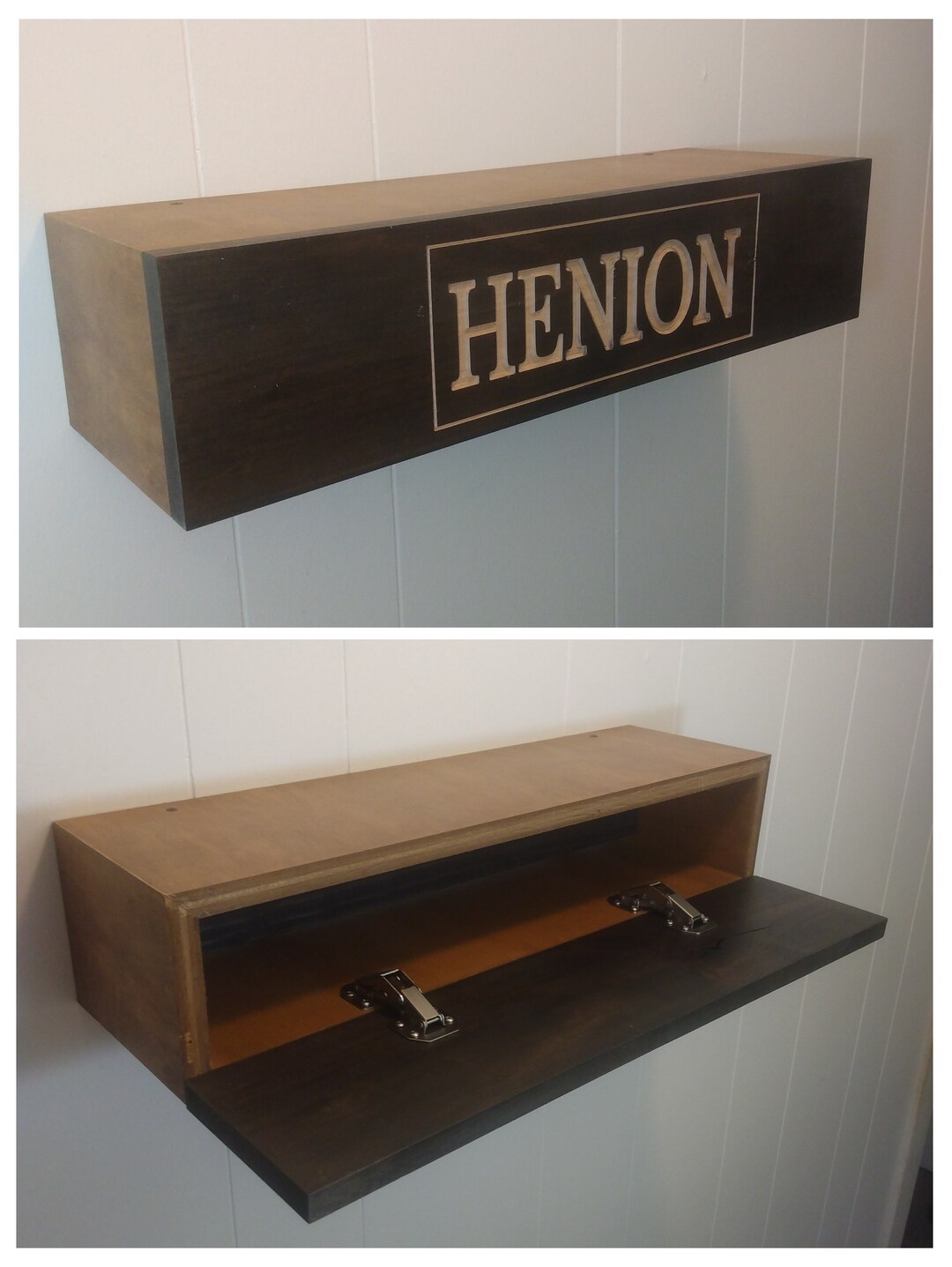 Personalized Floating Shelf With Storage Space and Engraving. - Etsy