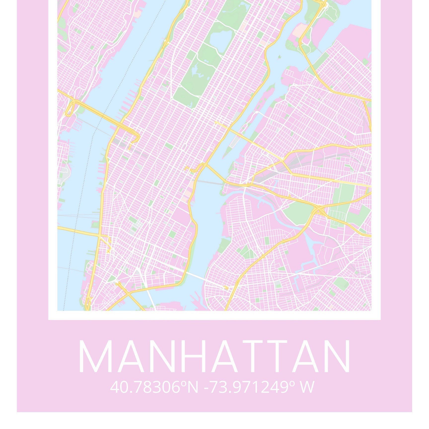 Manhattan NY Map Printable Wall Art - Etsy