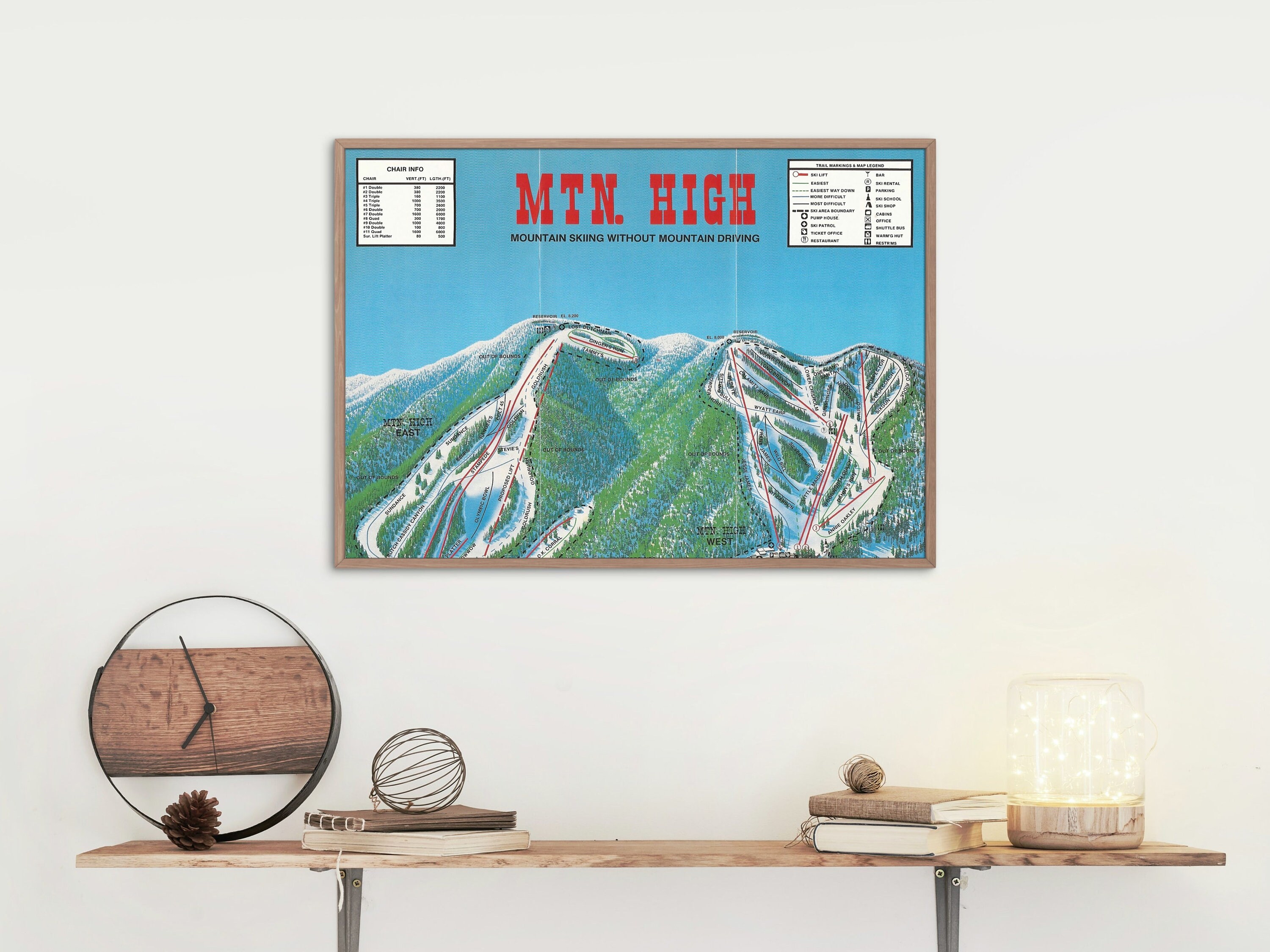 1985 Vintage Mount High Ski Map, Digital Download Wall Art - Etsy