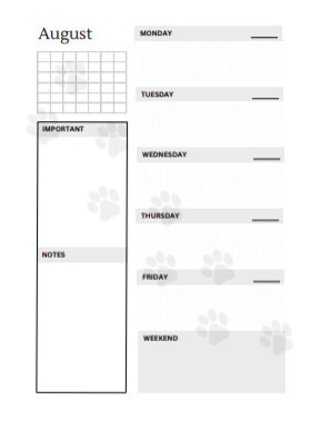 Printable Weekly Cat Planner Downloadable Digital Pet Lovers - Etsy