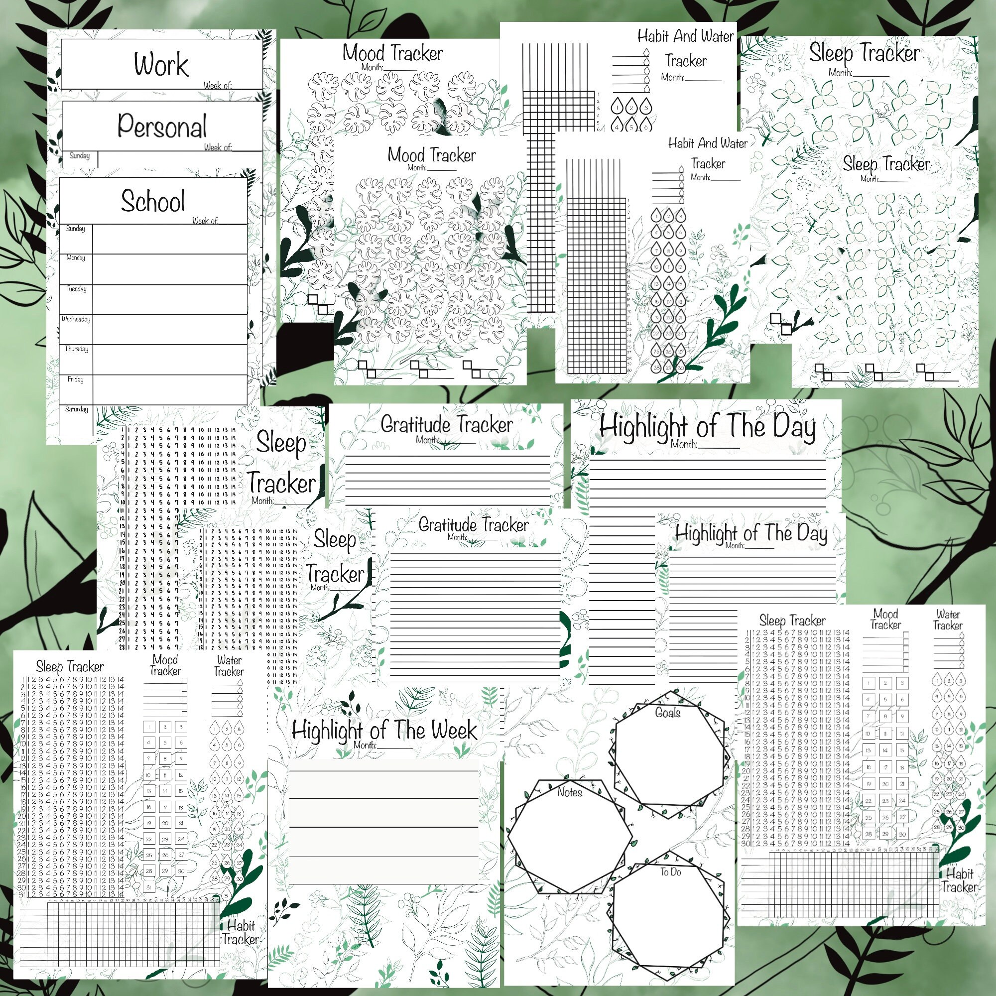 Full 2023 Digital Journal/dot Journal Pages, Printable Journal, Plant ...